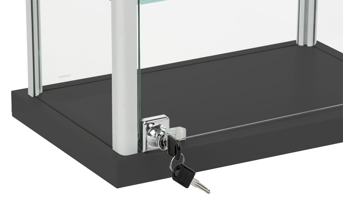Small Glass Display Case | Adjustable Shelves & Locking Hinged Door ...