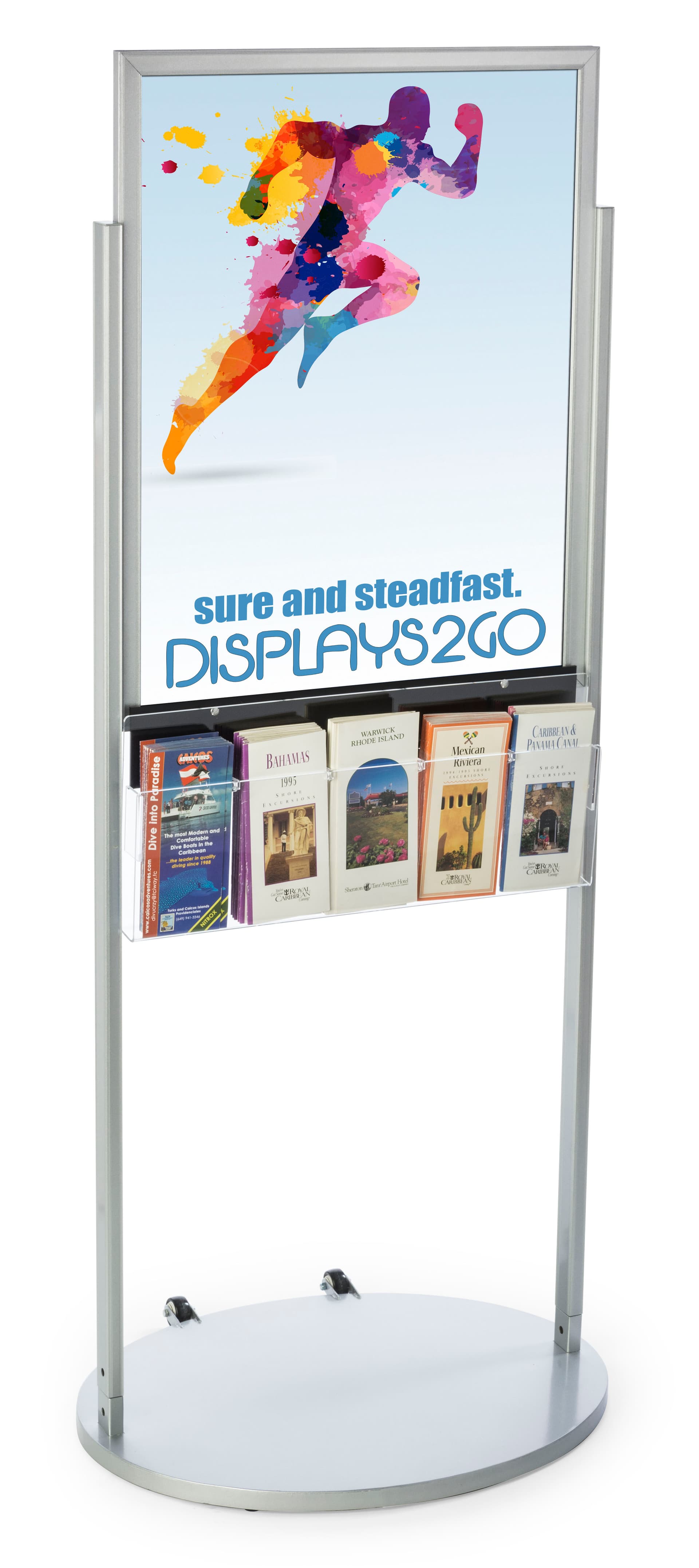 Silver 22 X 28 Mobile Poster Stand with 10 Information Pockets ...