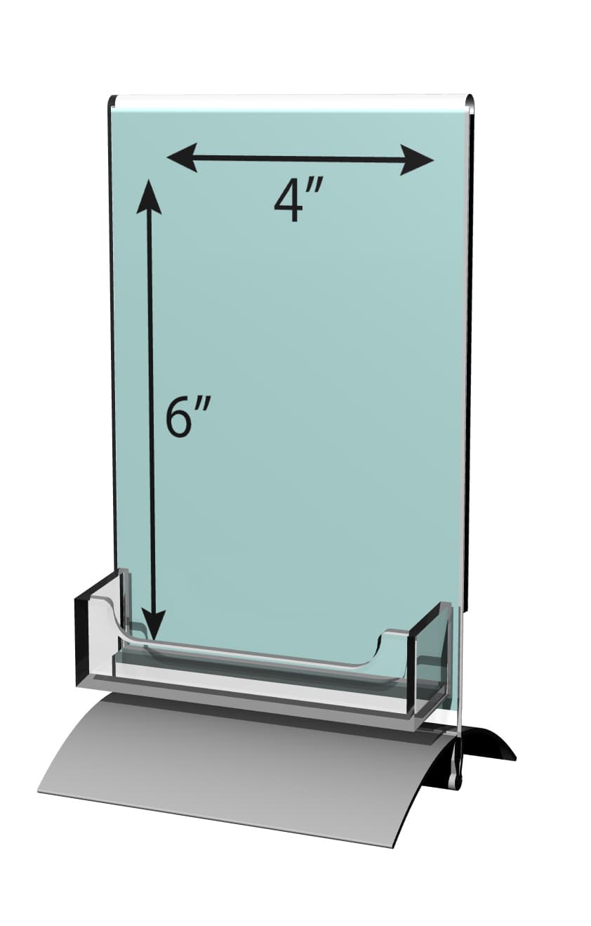 4” x 6” Sign Display with Calling Card Tray | Clear Acrylic | Displays2Go