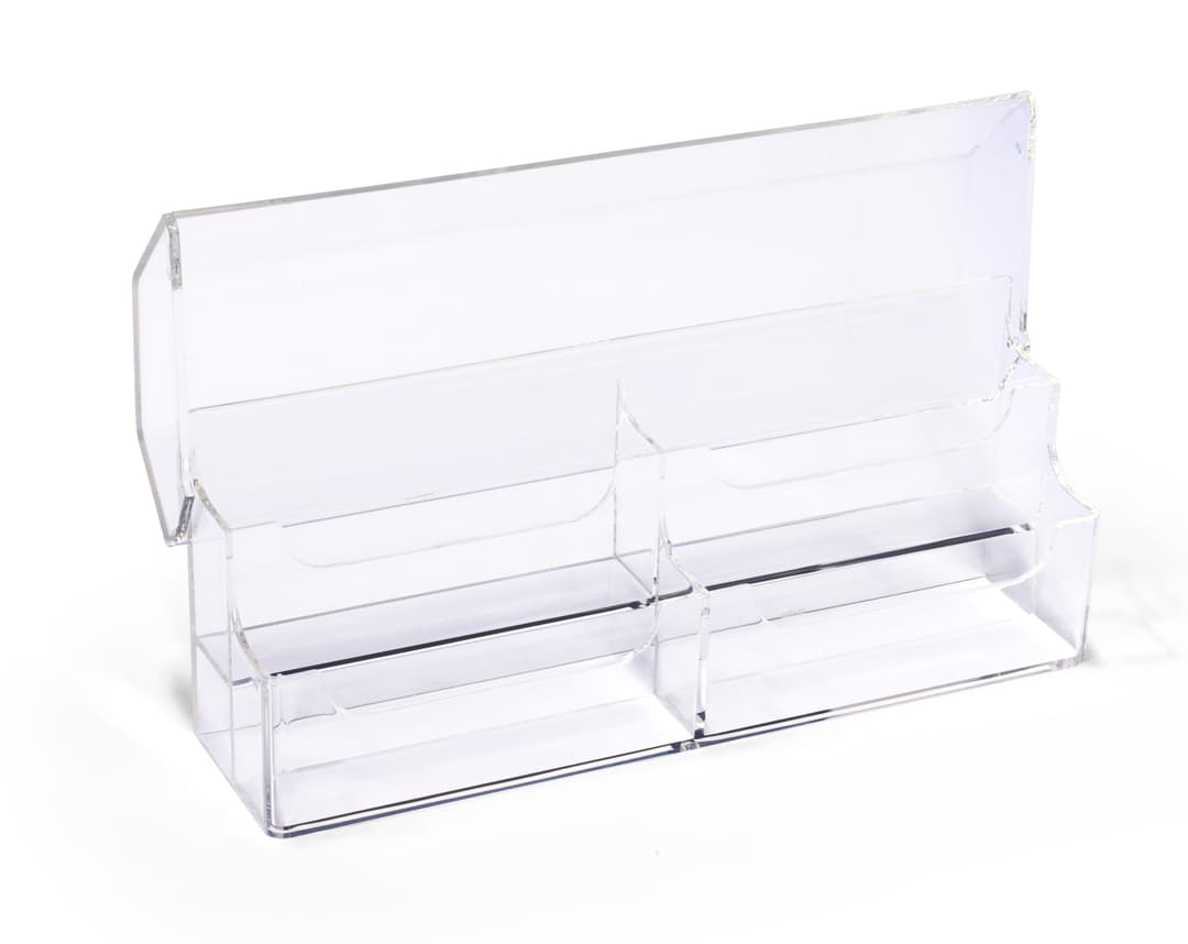 2-Tier Countertop Covered Business Card Holder | Lidded Case | Displays2Go