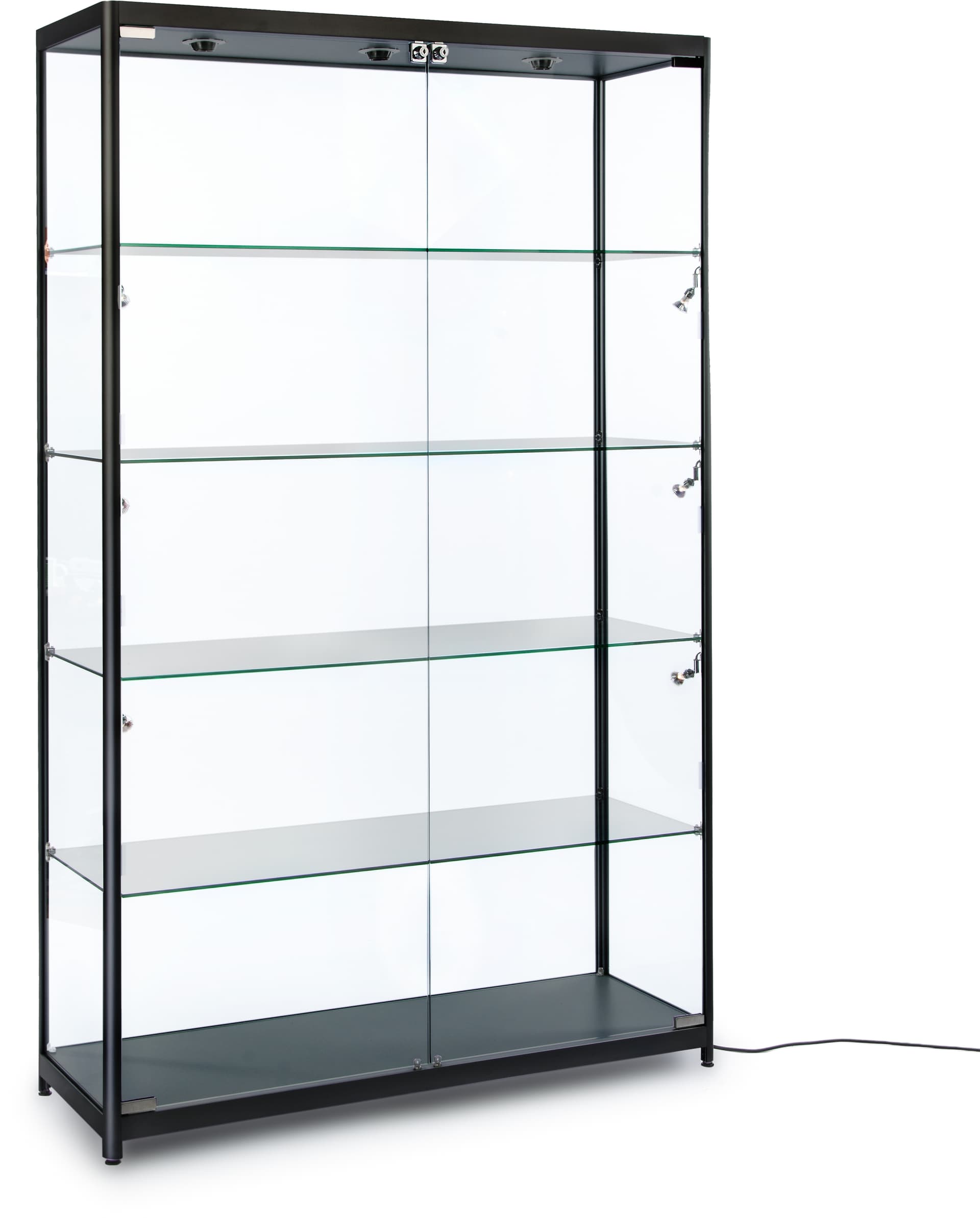 Full View Lighted Black Showcase | (9) Halogen Lights | Displays2Go