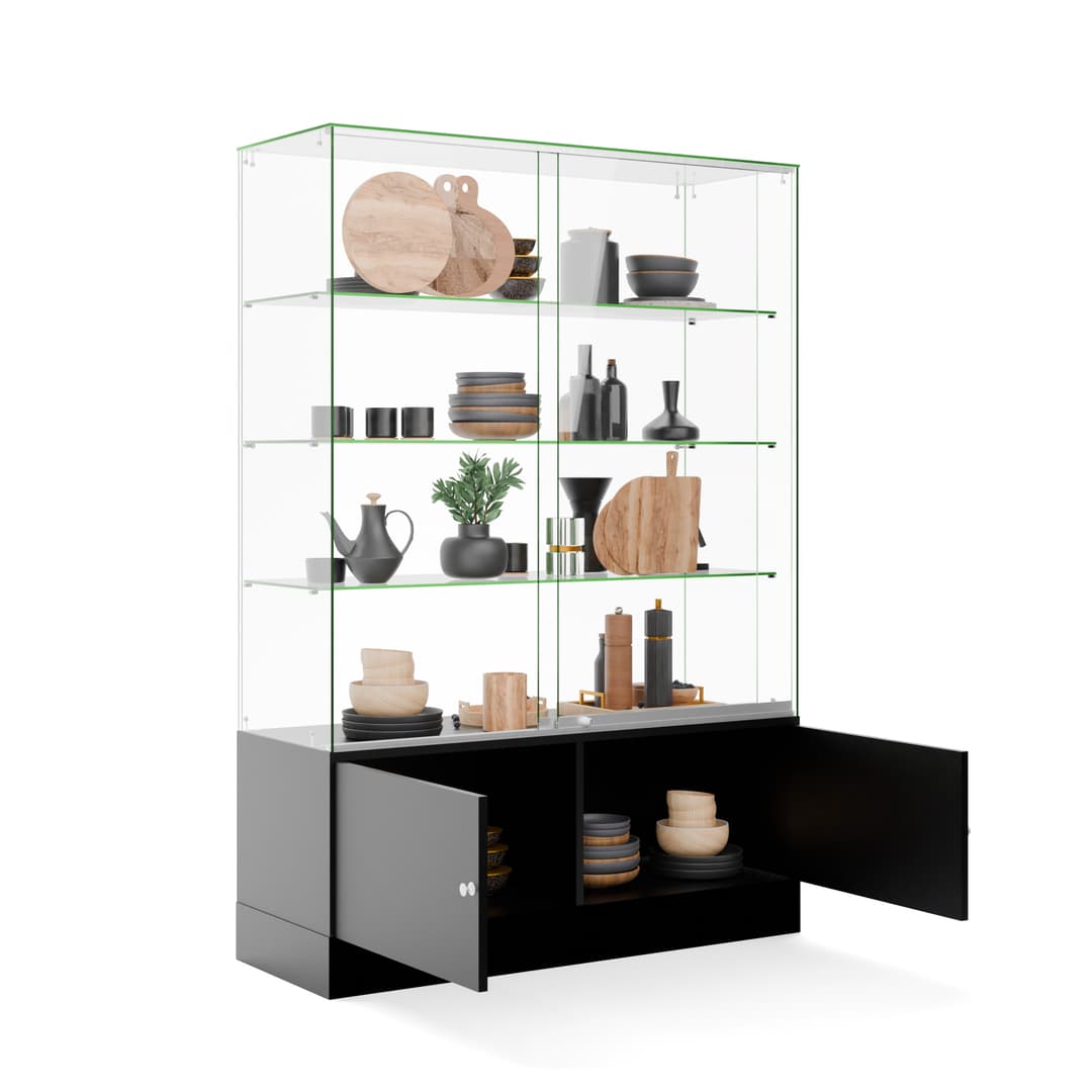 Free Standing Display Case | Frameless Design w/ Storage Base | Displays2Go