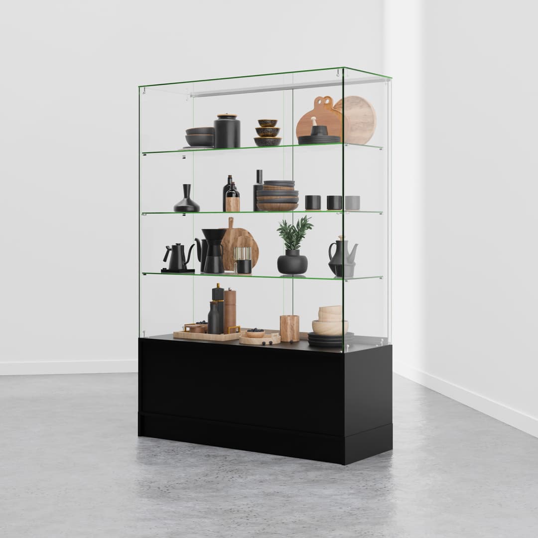 Free Standing Display Case | Frameless Design w/ Storage Base | Displays2Go
