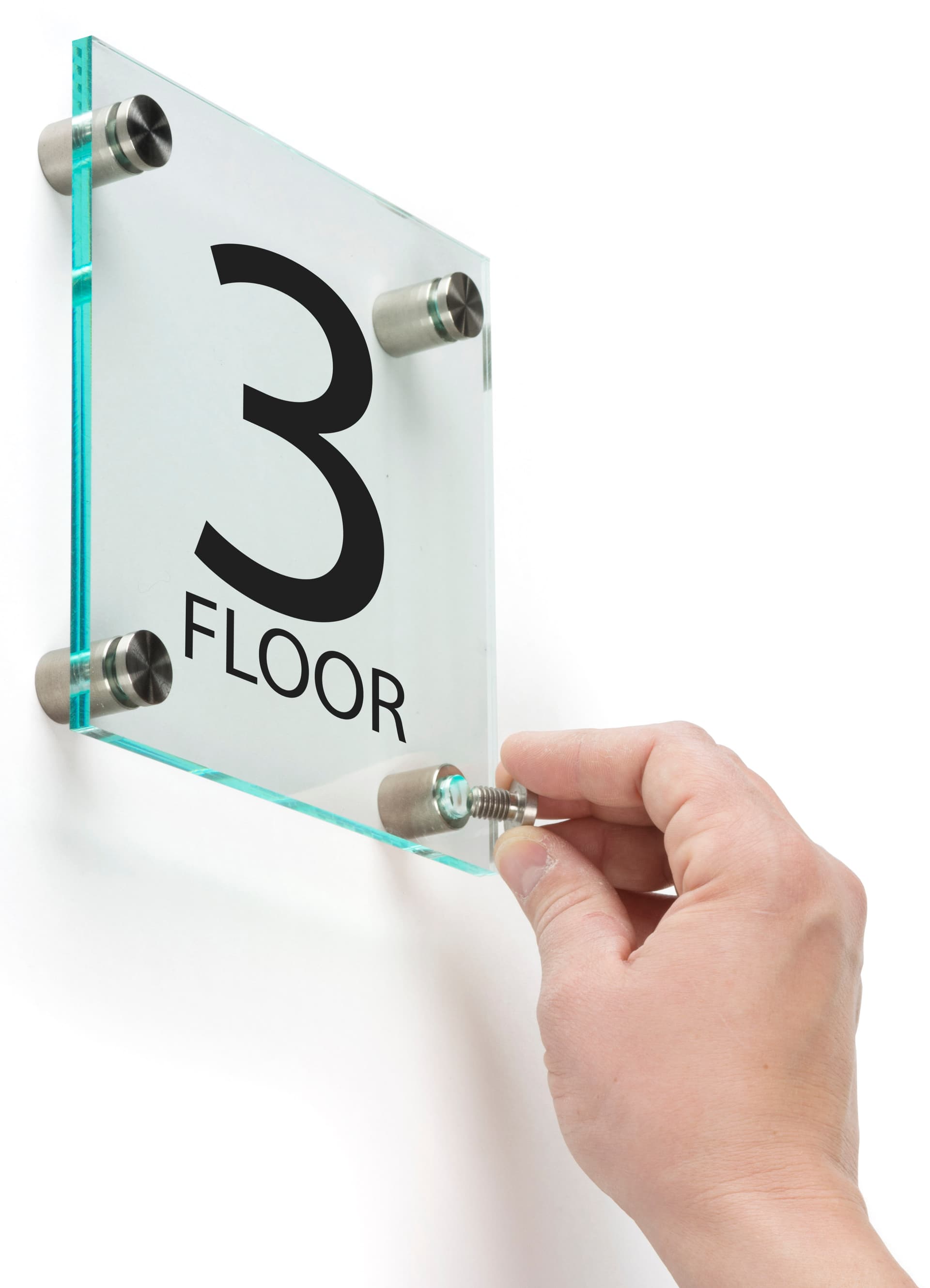 Acrylic Floor Level Sign | Clear with Standoffs | Displays2Go