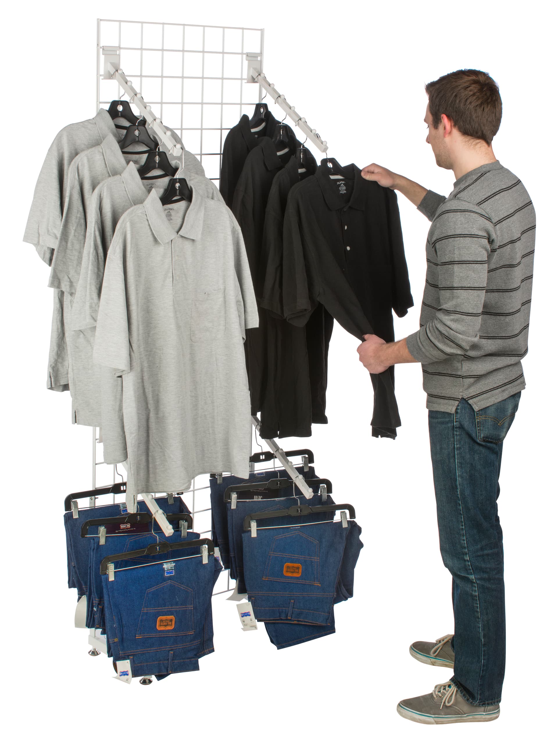 White Gridwall "L" Stand w/ 25 Waterfall Faceouts | Single Sided ...