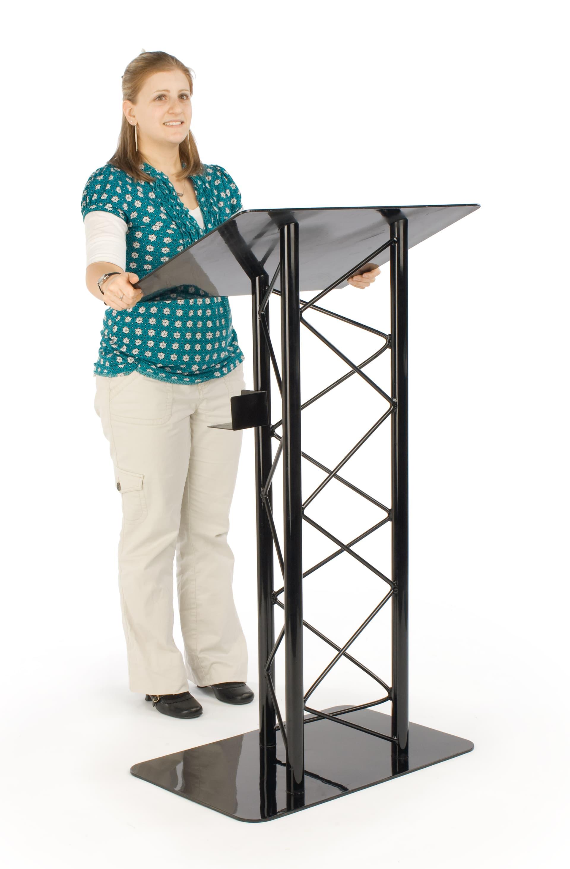 Black Podium | Aluminum Truss Design with Shelf | Displays2Go