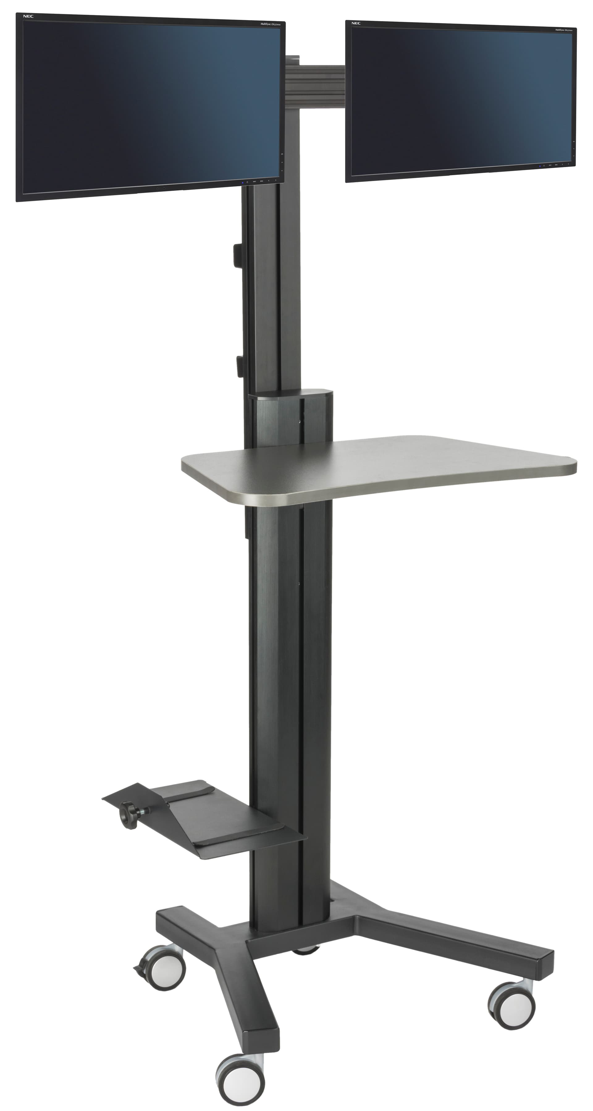 Dual Monitor Sit Stand Cart | Rotating & Tilting Brackets | Displays2Go