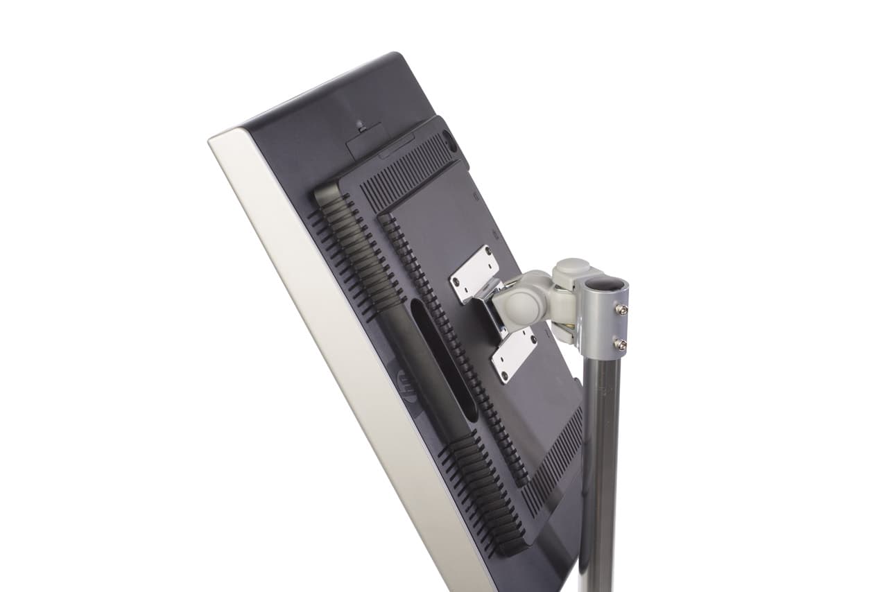 Mobile Monitor Stand - Silver Finish & Locking Casters | Displays2Go