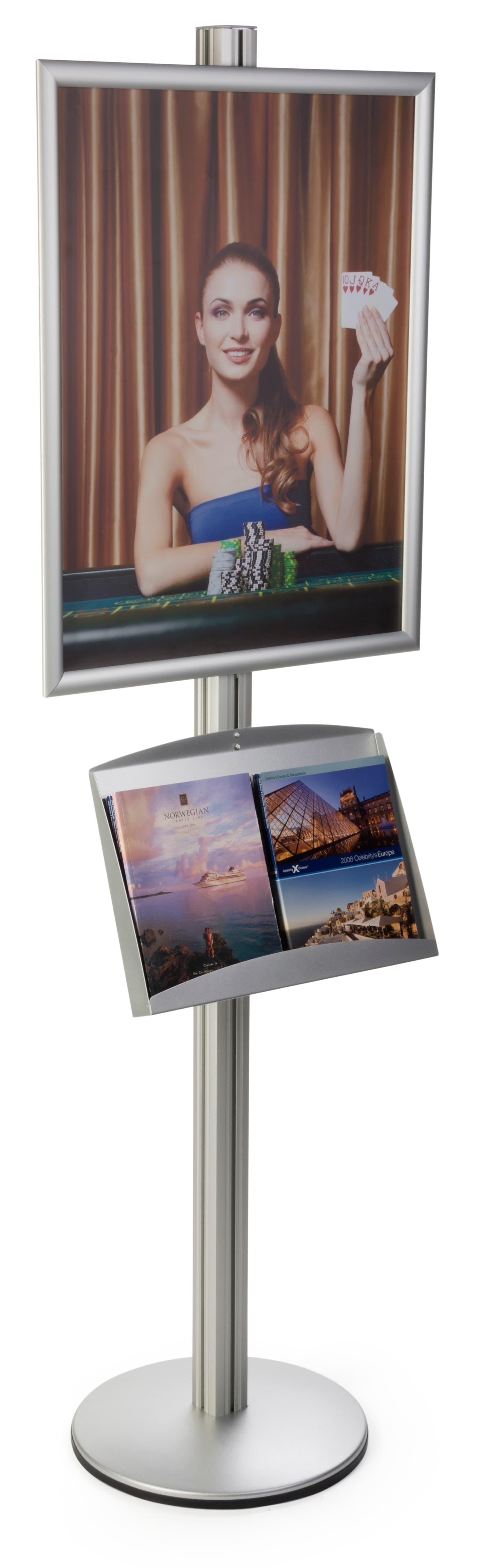 22x28 Poster Display Stand with Literature Holder | Aluminum Post ...