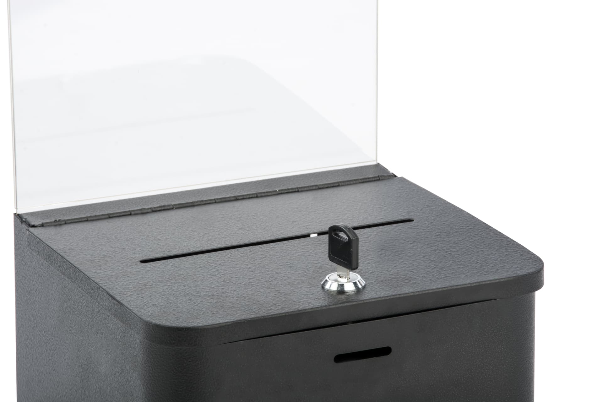 Black Ballot Box with Sign Holder | Wall Mounting & Locking | Displays2Go