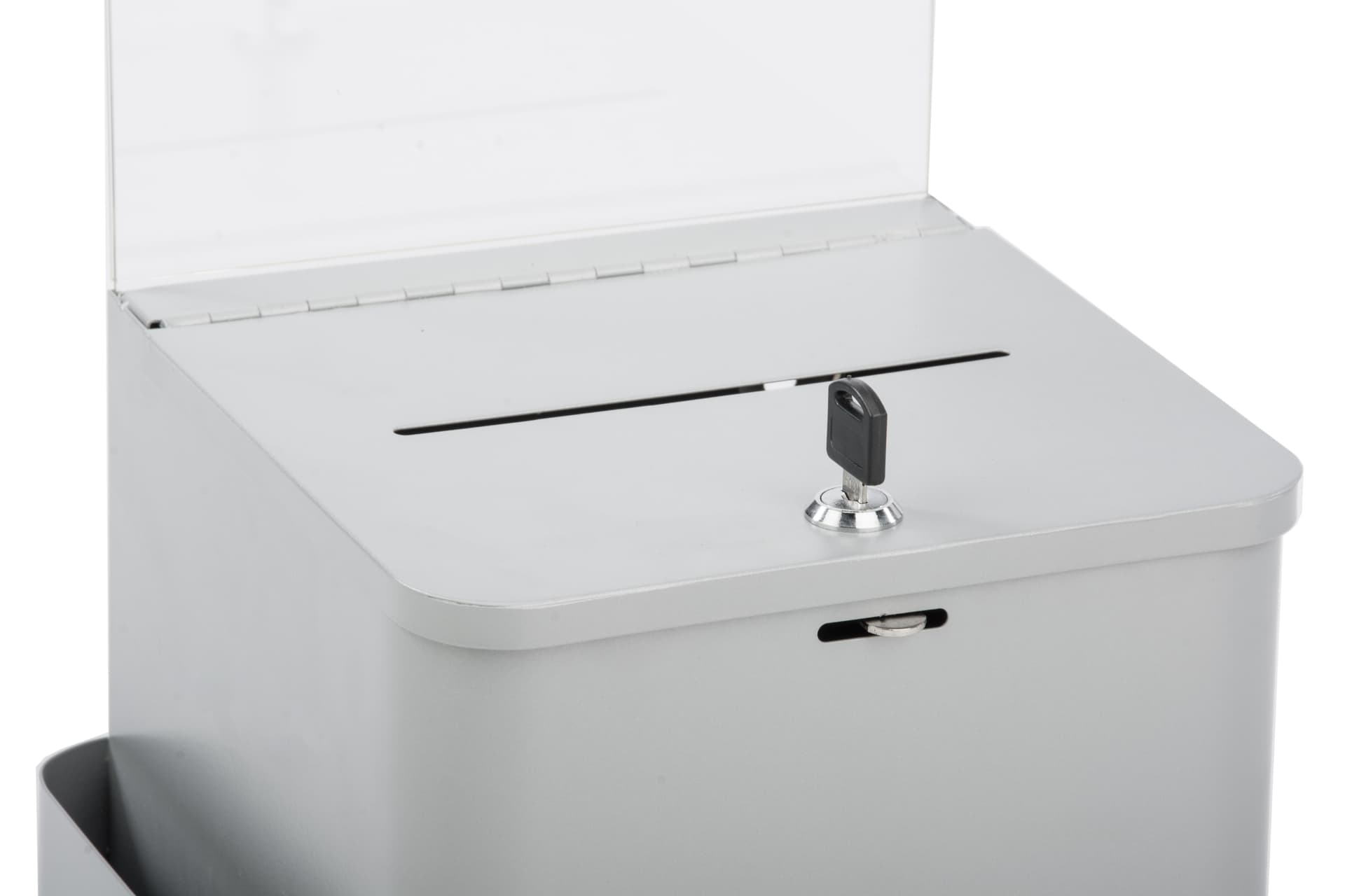 Silver Ballot Box with Sign Holder | Square Design | Displays2Go