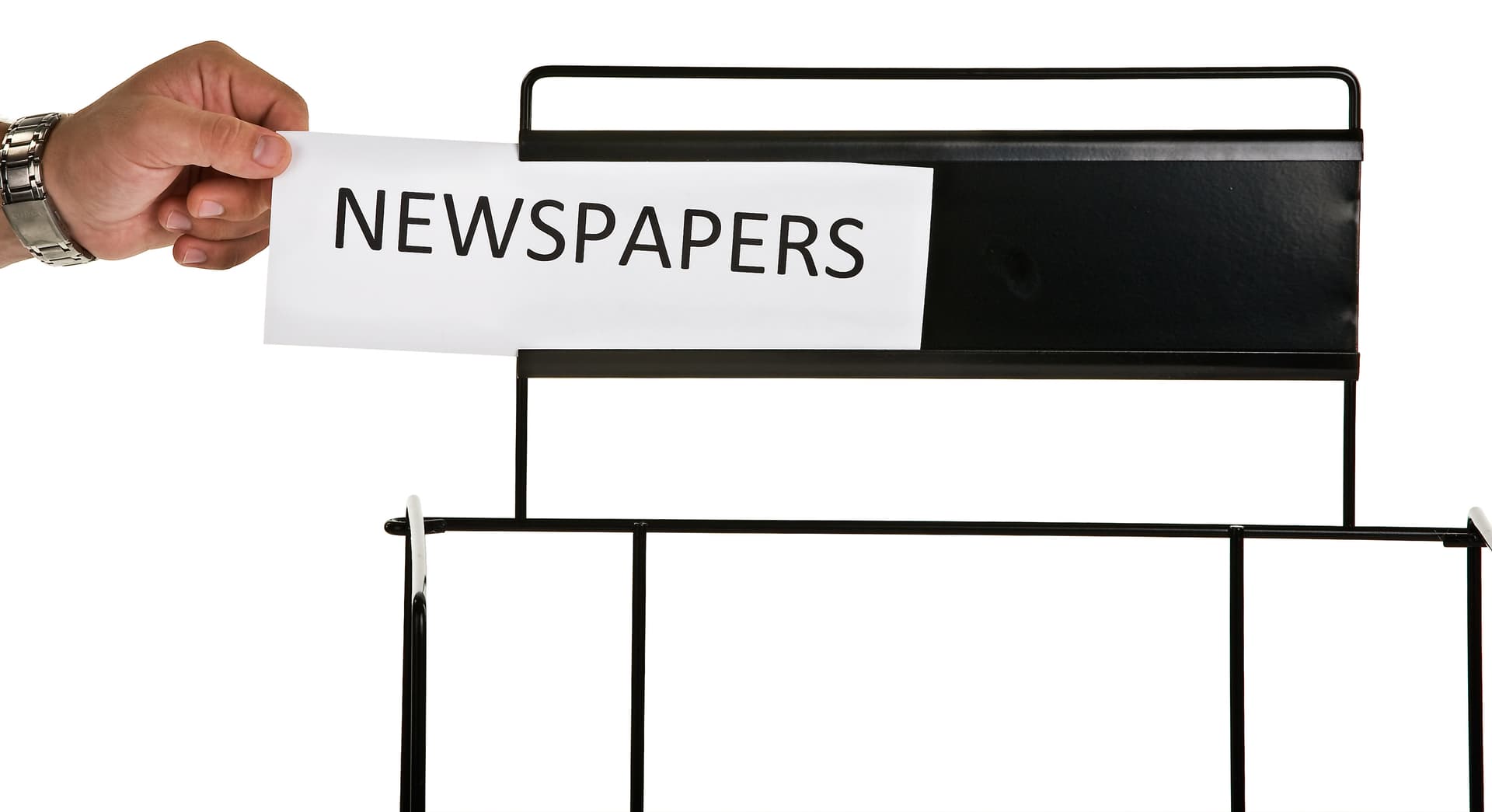 Metal Newspaper Rack | Two Levels of Shelves | Displays2Go