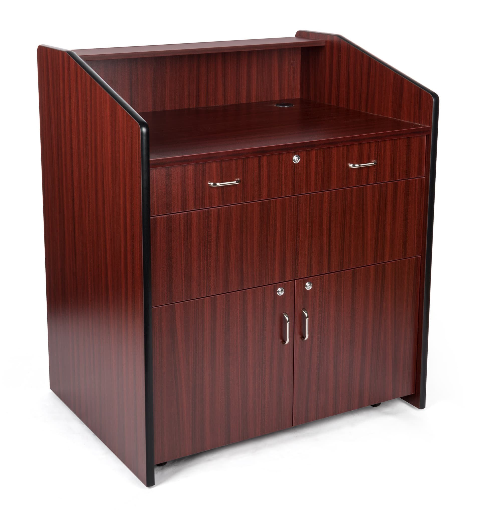 Presentation Podium with Locking Cabinet | Rich Mahogany Laminate ...