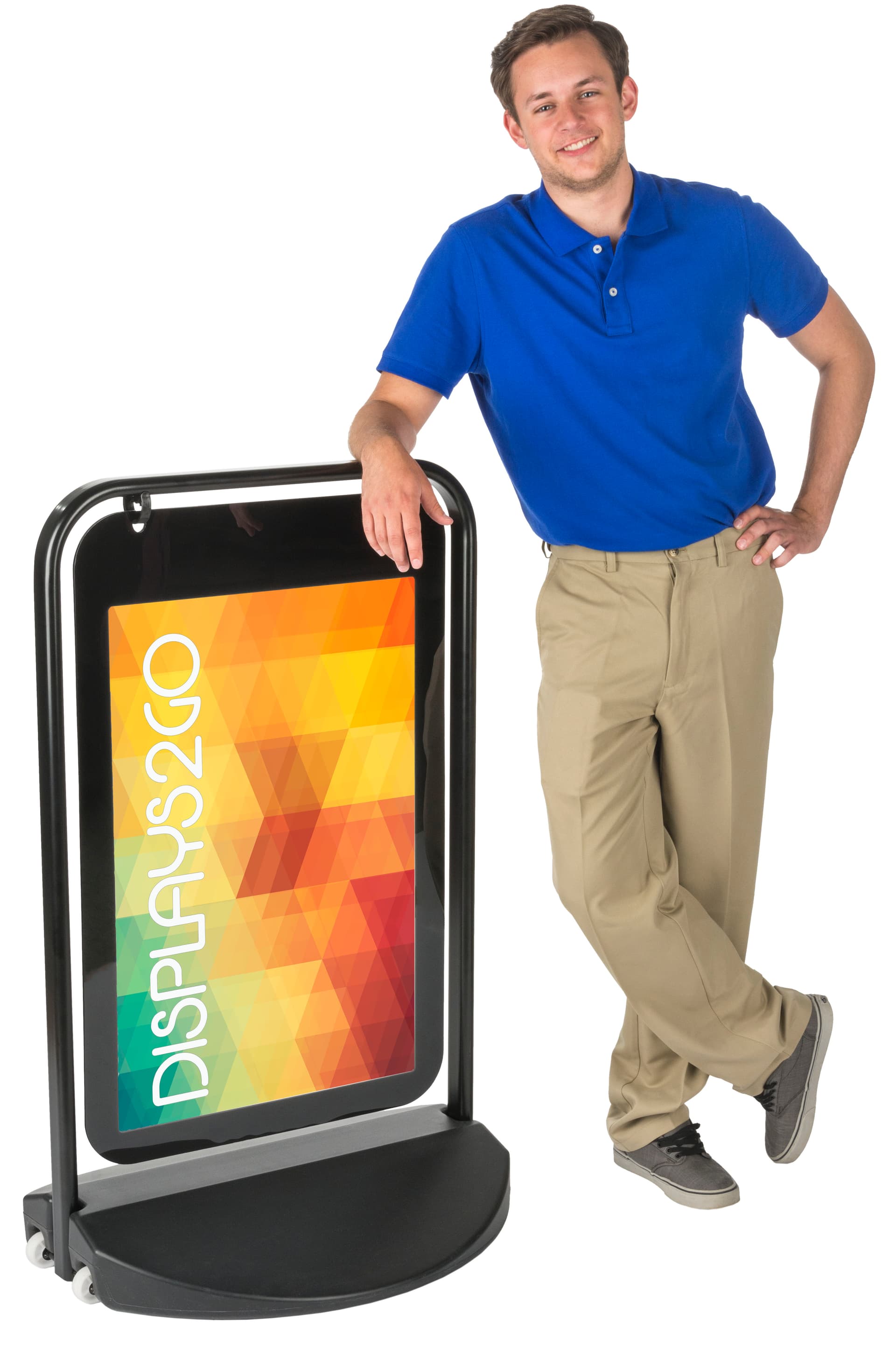 Swinging Pavement Sign | 2 Built-In Wheels | Displays2Go