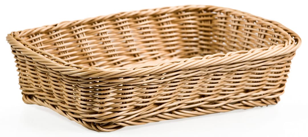 Food Serving Woven Basket | Rectangular Wicket Bin | Displays2Go