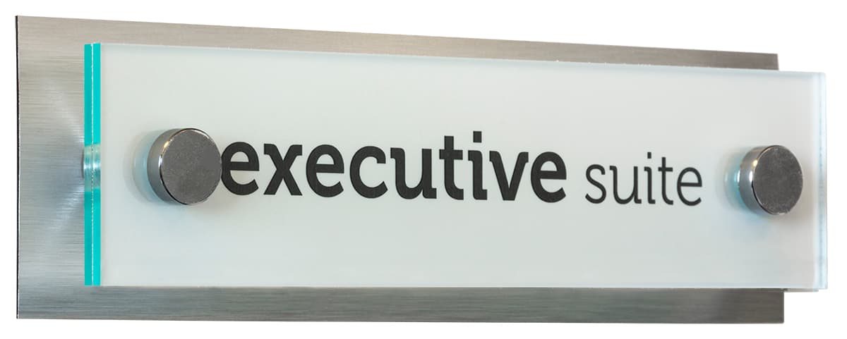 Standoff Office Sign with Silver Backer | Clear Acrylic Panels ...