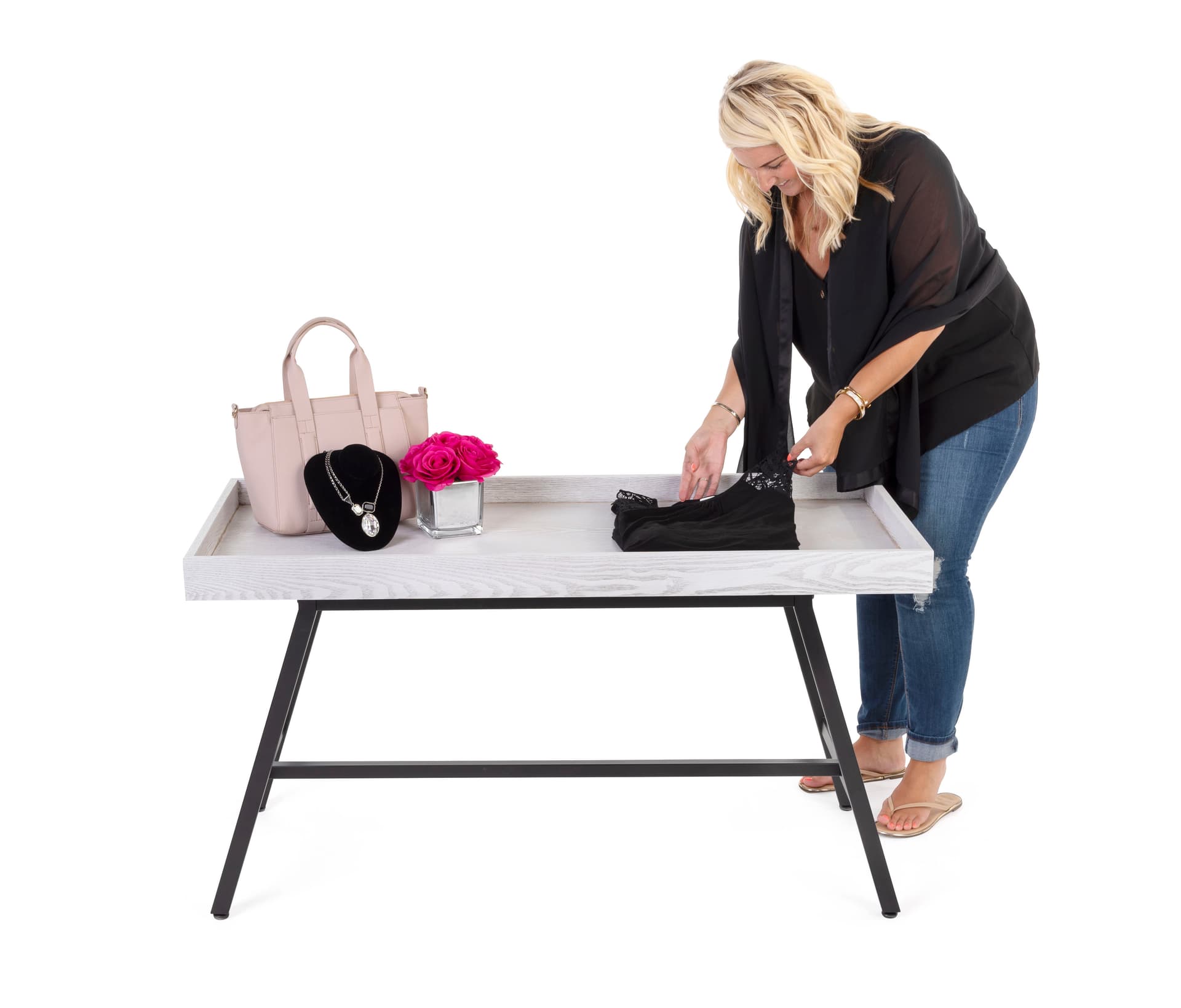 Dump Bin Table | Refined Whitewash Merchandising Display | Displays2Go