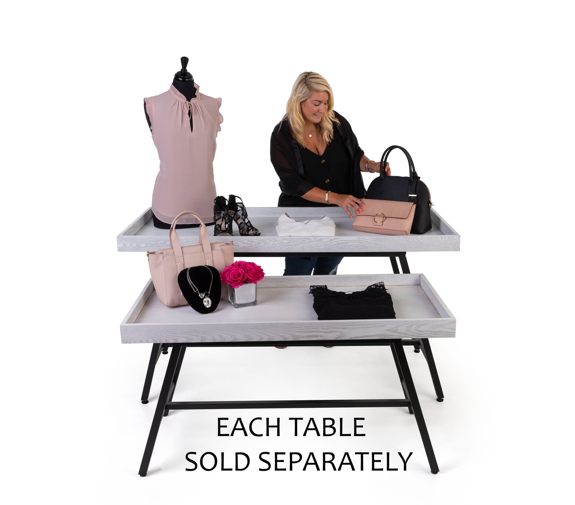 Dump Bin Table | Refined Whitewash Merchandising Display | Displays2Go