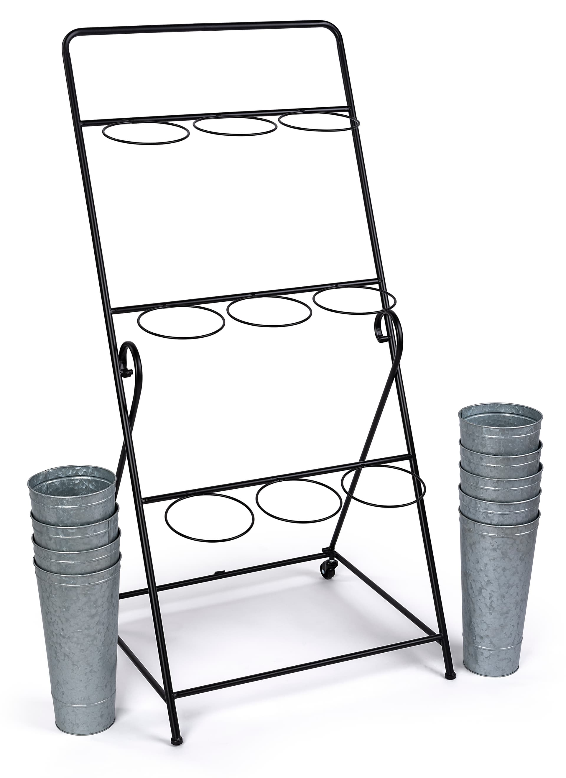 3-Layer Flower Bucket Rack | Holds 9 Bouquets | Displays2Go