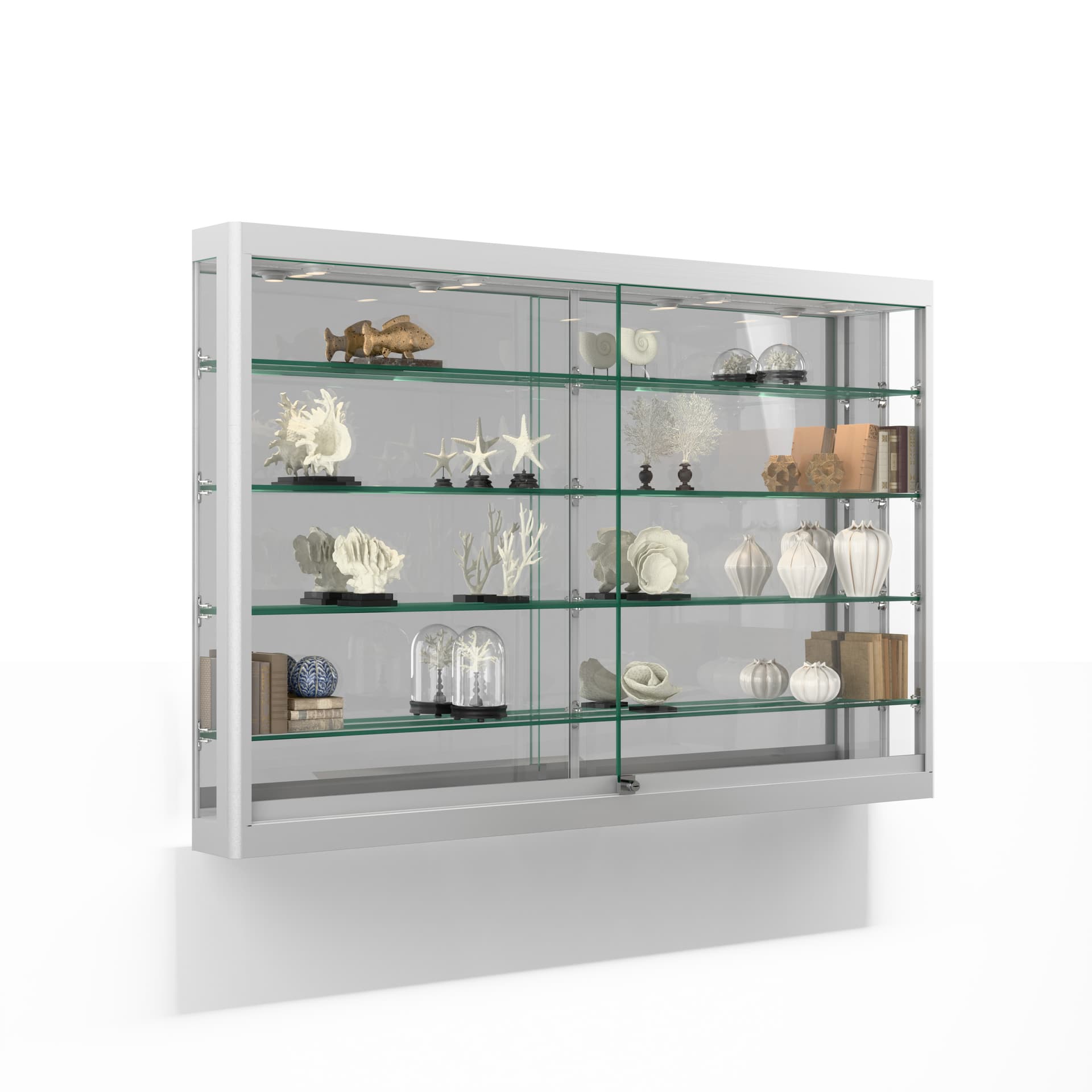 Wall Mounted Display Cabinet with LED Lights | 5 Feet Wide | Displays2Go