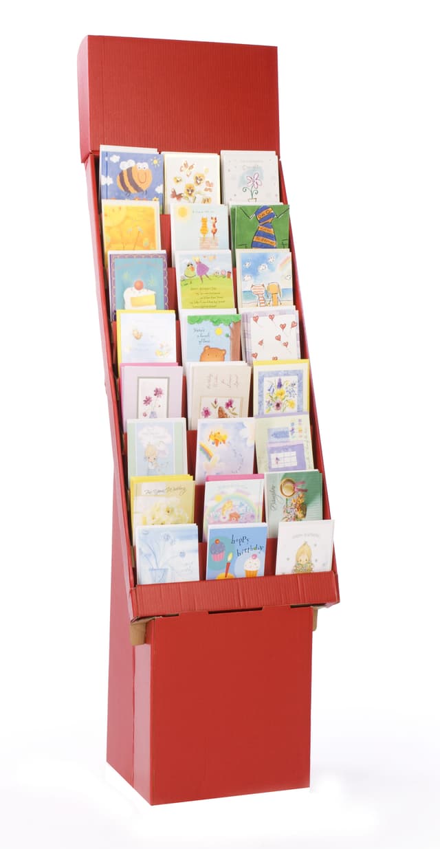 Red Corrugated Greeting Card Holder (8) Tiered Cardboard Fixture ...